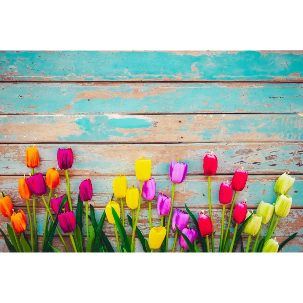 Flower Wood Wall Product Photography Backdrops Spring Wood Boards Photo ...