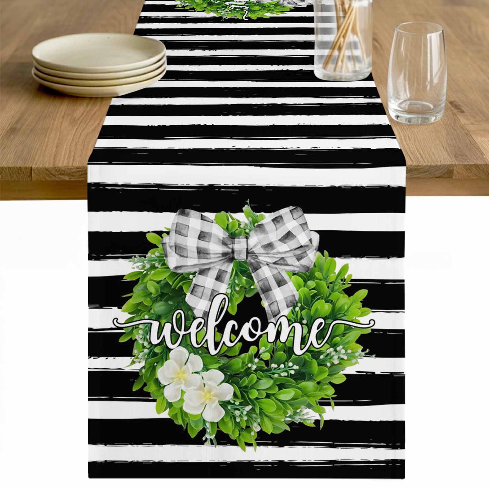Flower Wreath Table Runner 36 Inches Long Farmhouse Dress Scarves ...