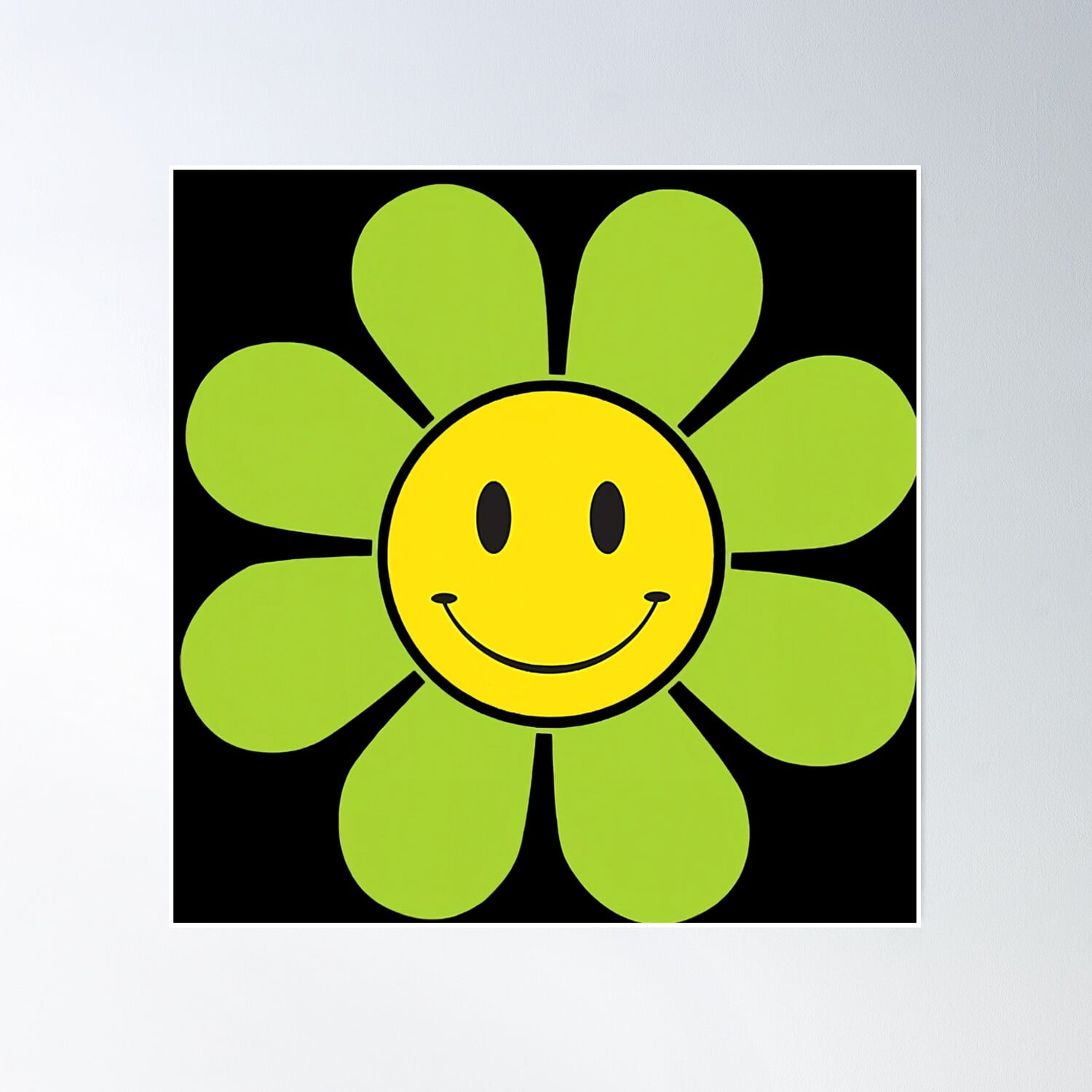 Flower Yellow Smiley Face Poster Wall Art, Modern Wall Decor, 16x16 ...
