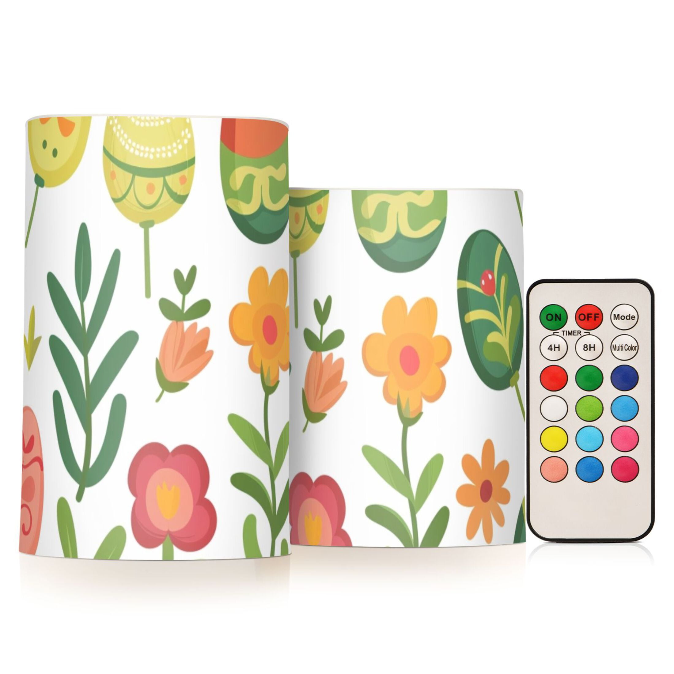 Flower and Easter Eggs Flameless Candles with Remote Timer LED Battery ...
