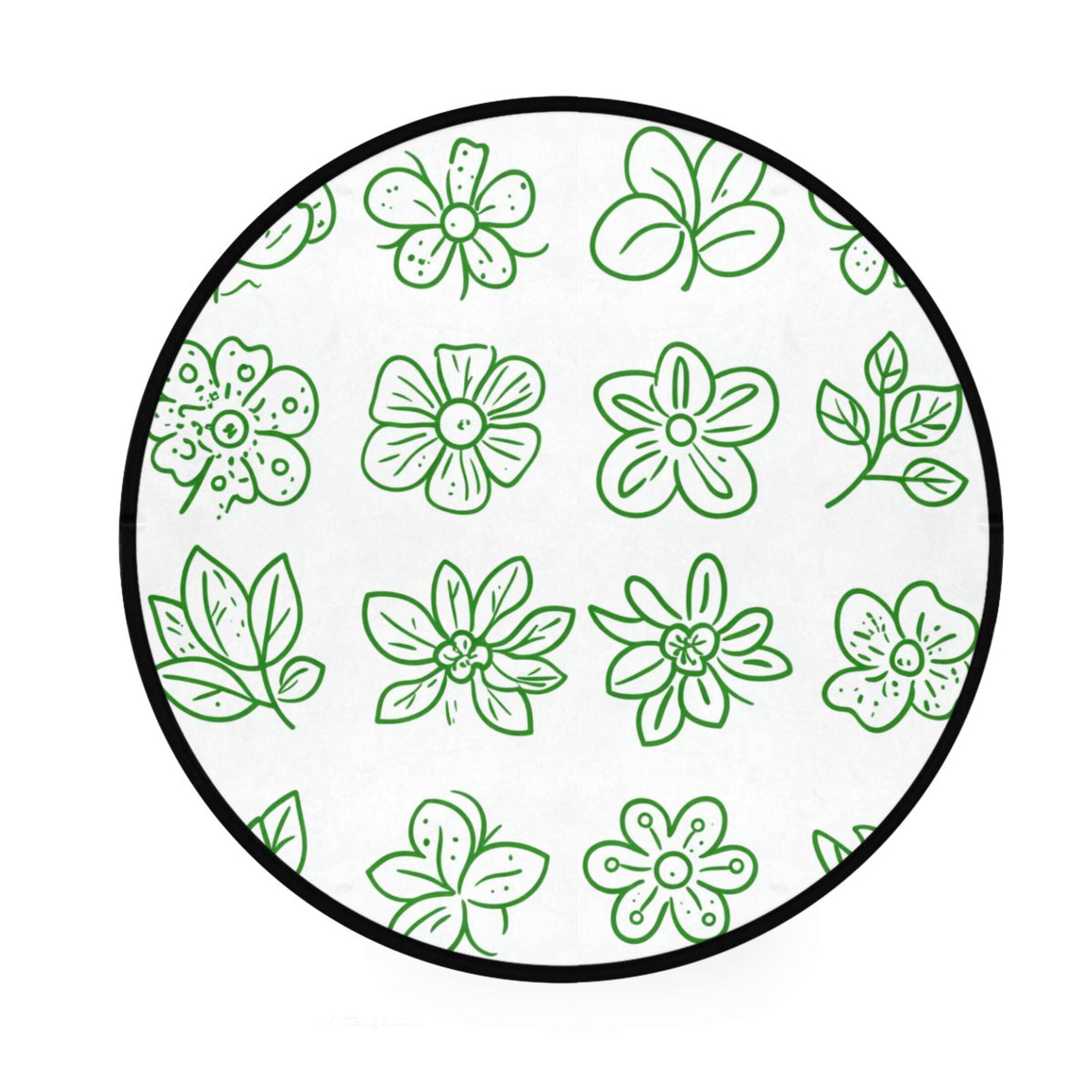 Flower and Leaf Drawings Memory Foam Bath Mat 36" Absorbent Rug with ...
