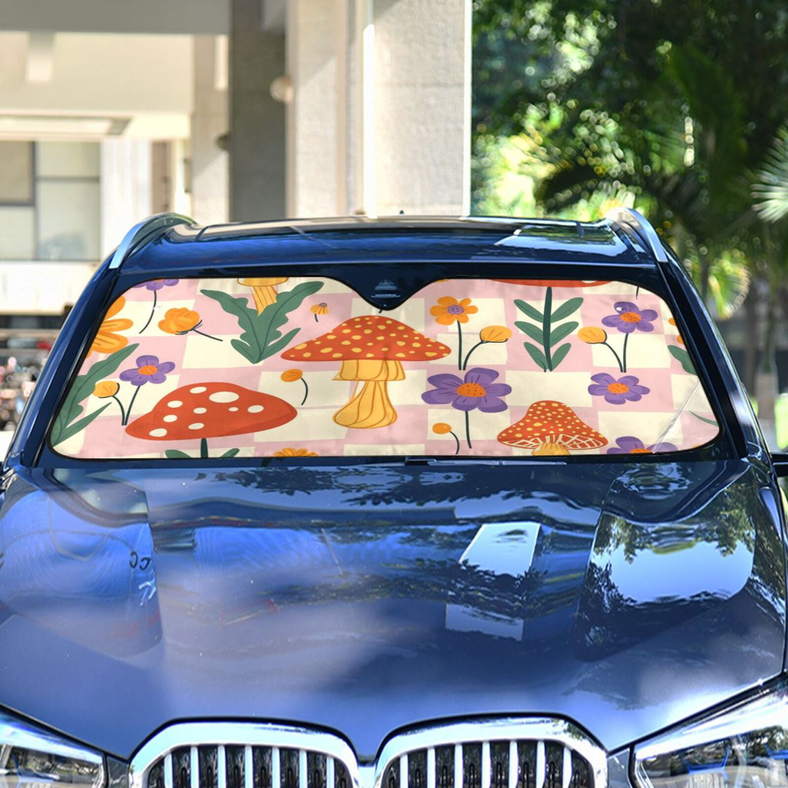 Flower and Mushroom Grids Automotive Front Car Windshield Sun Shade ...