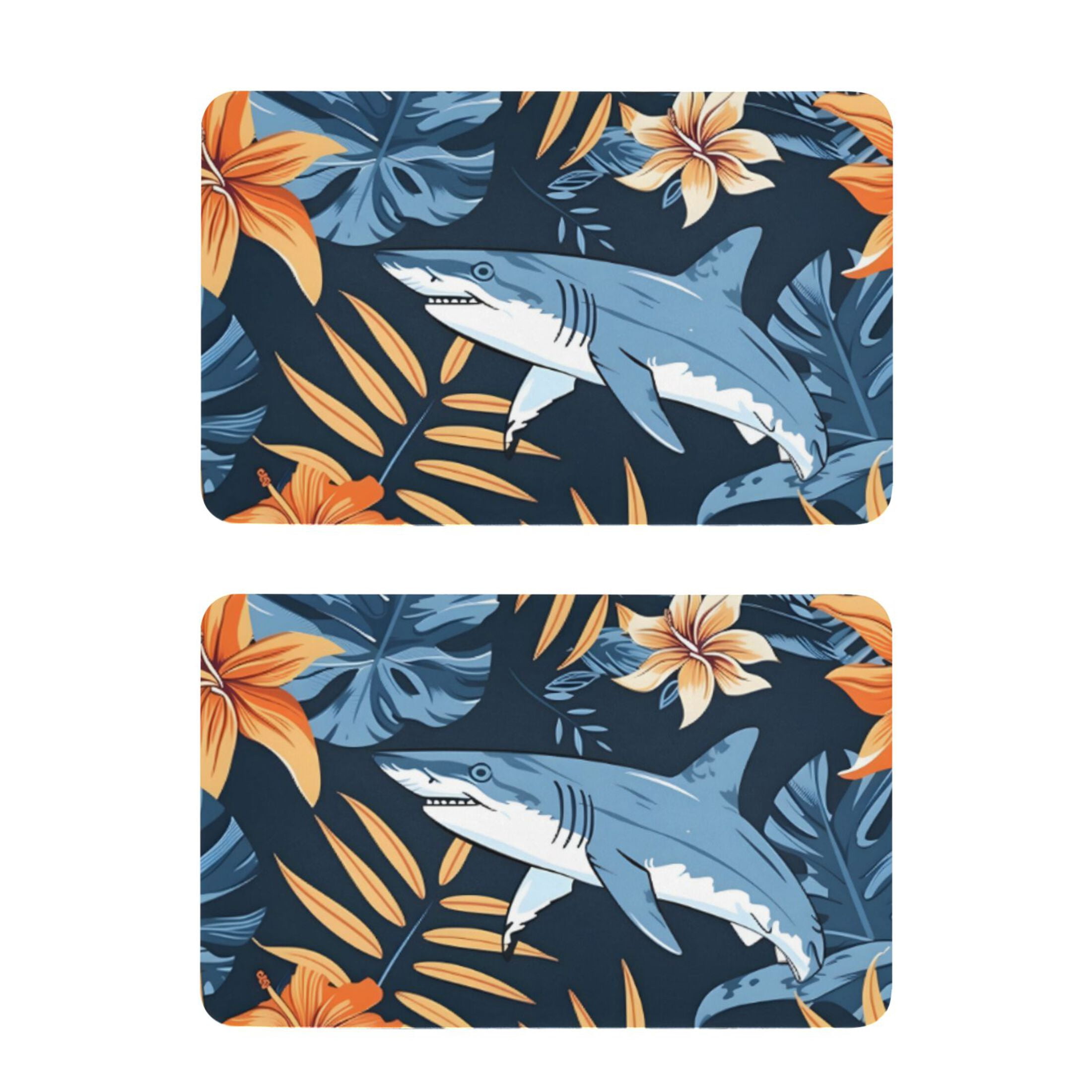 Flower and Shark Refrigerator Magnet Stickers Square Fridge Magnetic ...