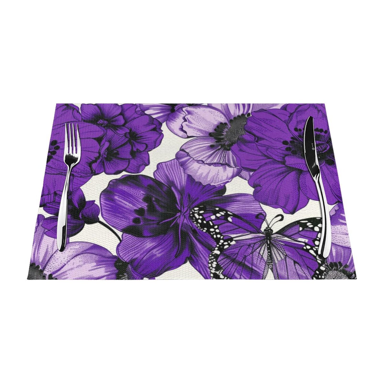 Flower art map Table mat can be wiped, dinner mat set, felt can be ...