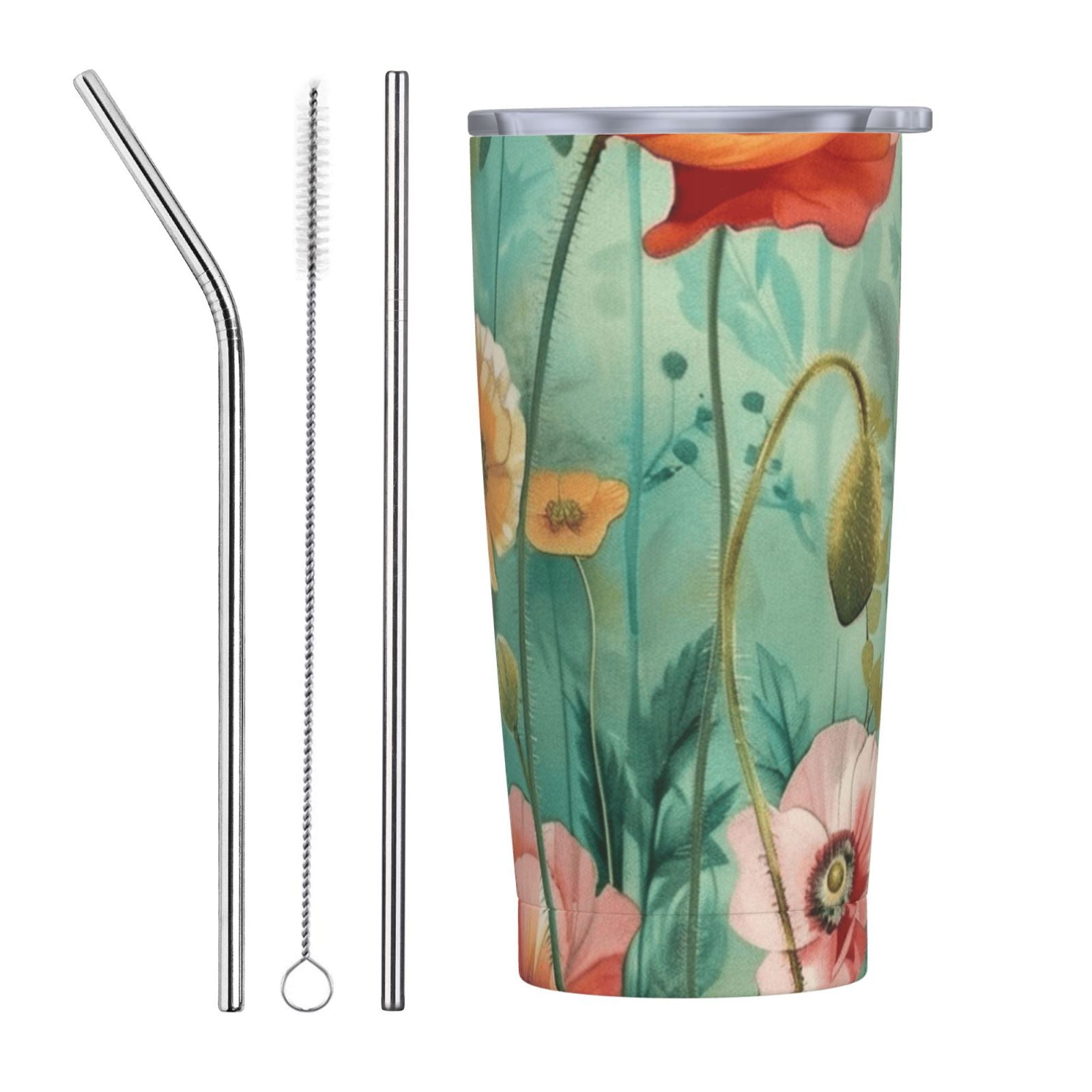 Flower art map cup, 20 ounce car cup, stainless steel insulated travel ...