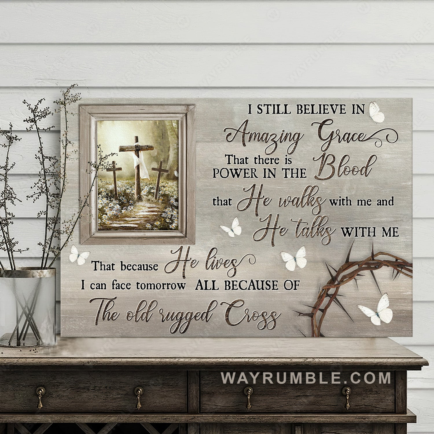 Flower field, Picture frame, The old rugged cross, I still believe in ...