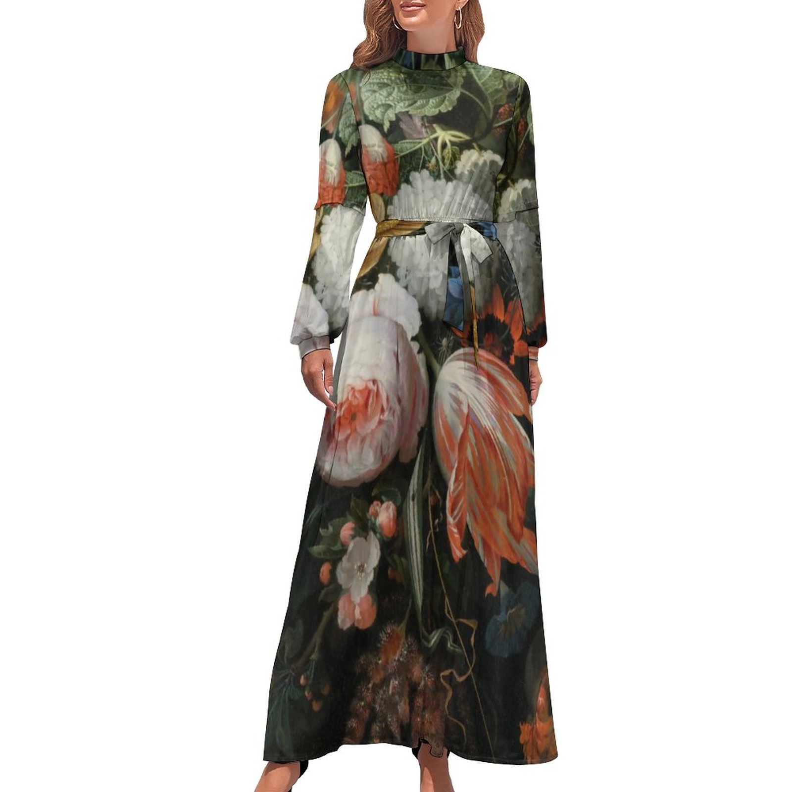 Flower in A Landscape Dress High Neck Vintage Variegated Bohemia ...