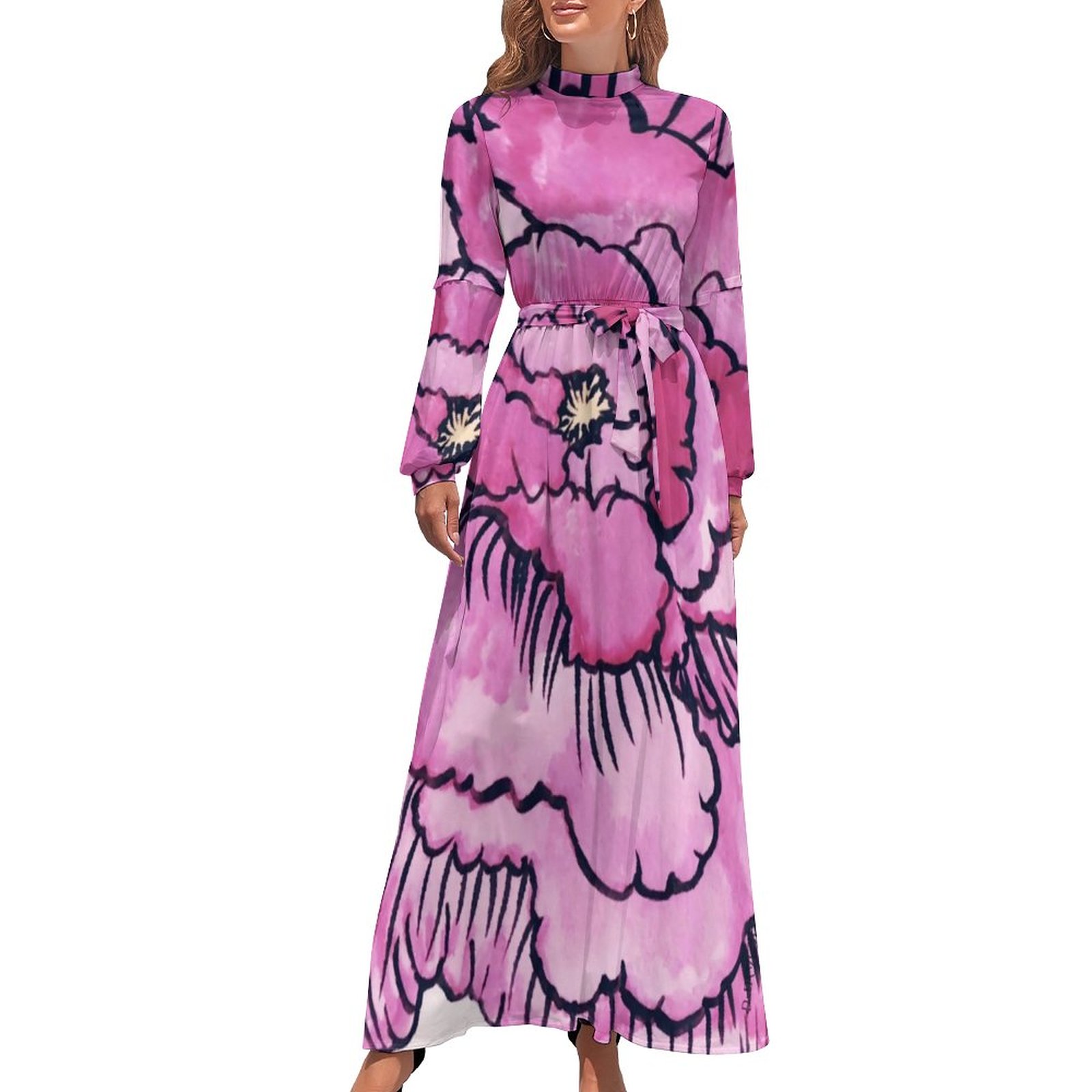 Flower in A Landscape Dress High Neck Vintage Variegated Bohemia ...