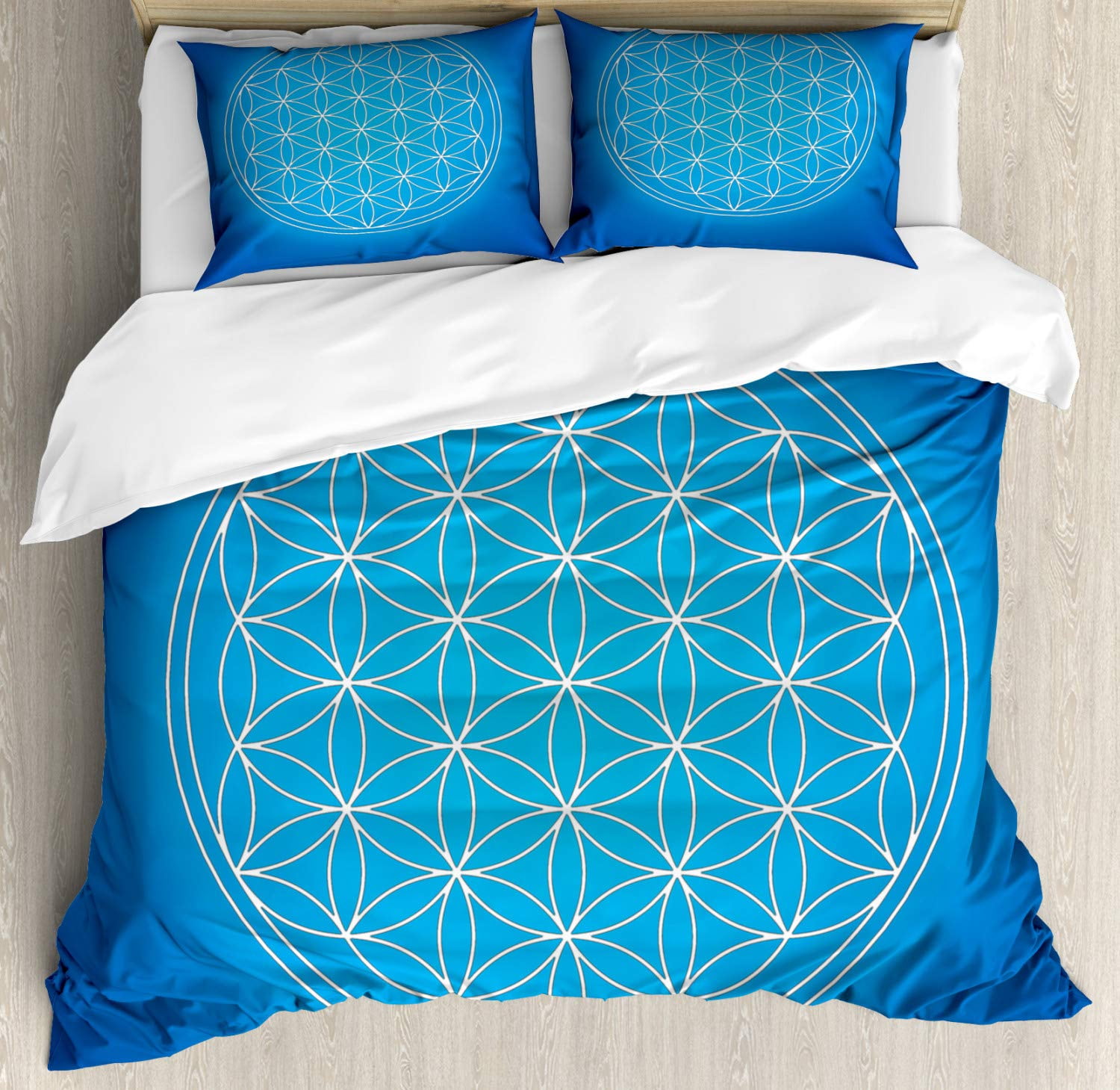 Flower of Life Duvet Cover Dark Blue with Geometry Print Quilt Cover ...