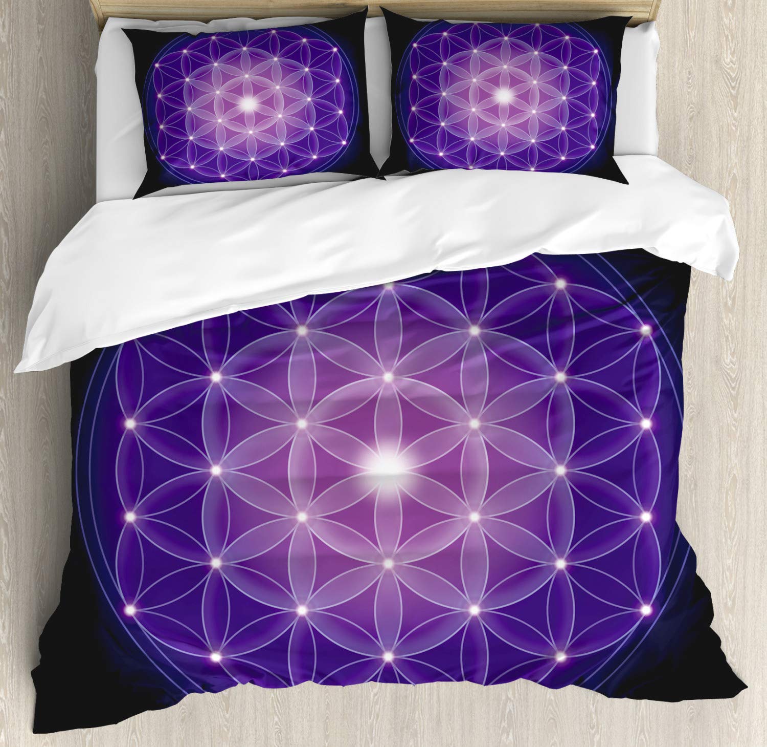 Flower of Life Duvet Cover Dark Blue with Geometry Print Quilt Cover ...
