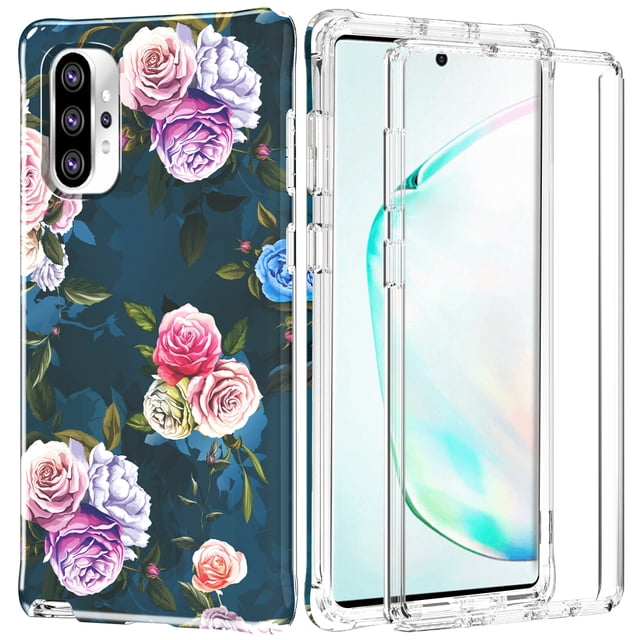 Flower on Black Case for Samsung Galaxy Note 10 PLUS Full Body Rugged ...
