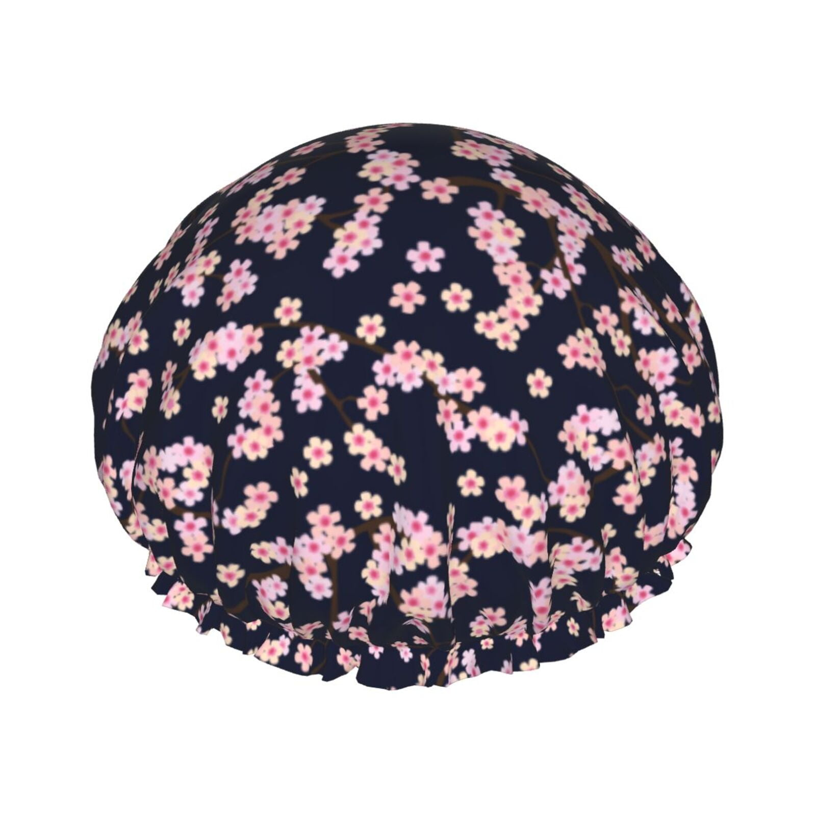 Flower pink Shower Cap, Reusable Bath Hair Hat for all Hair Lengths ...