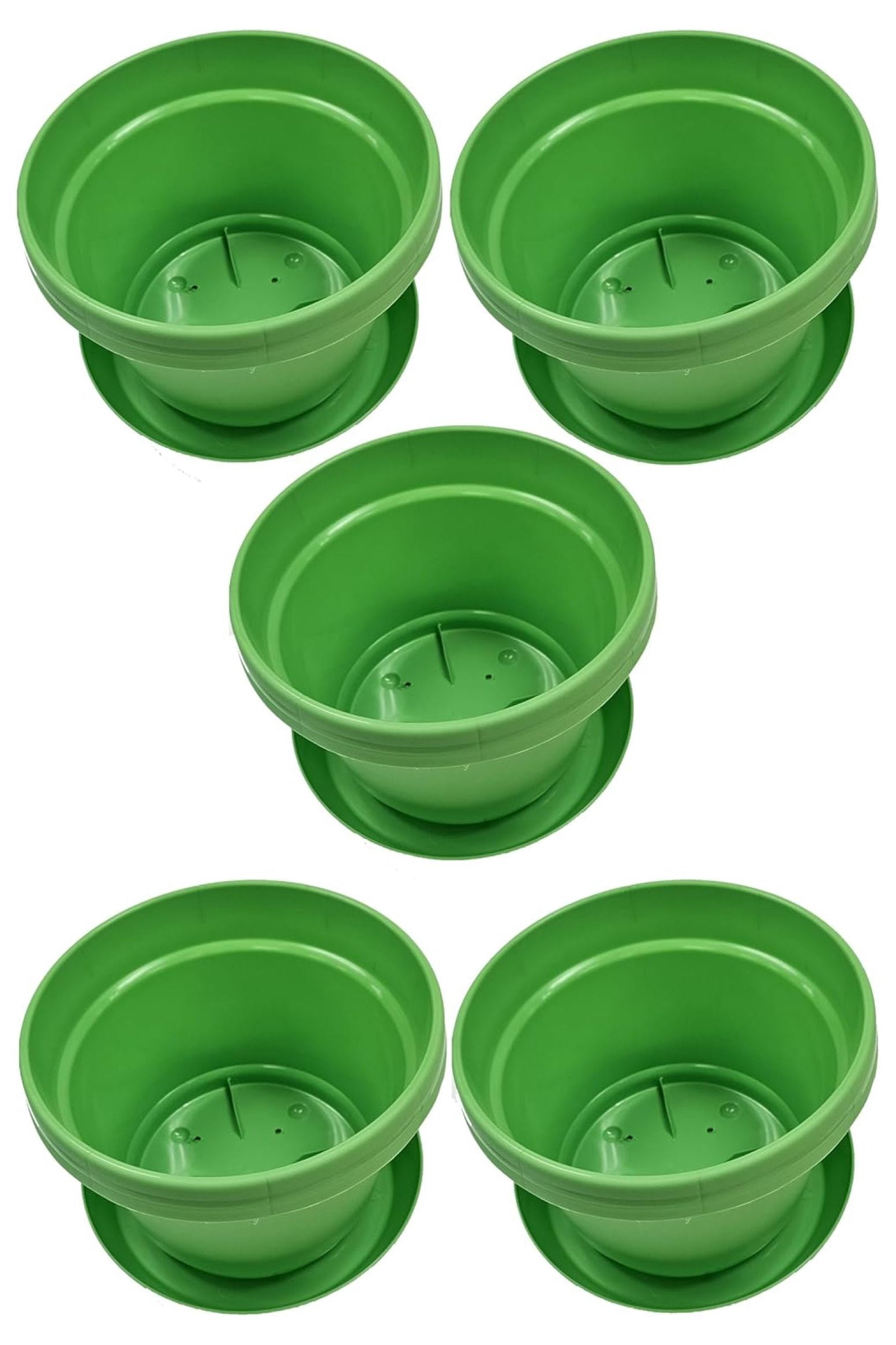 Flower pots with Saucers,9 inch Lime Green, Pack of 5, Plastic Flower ...