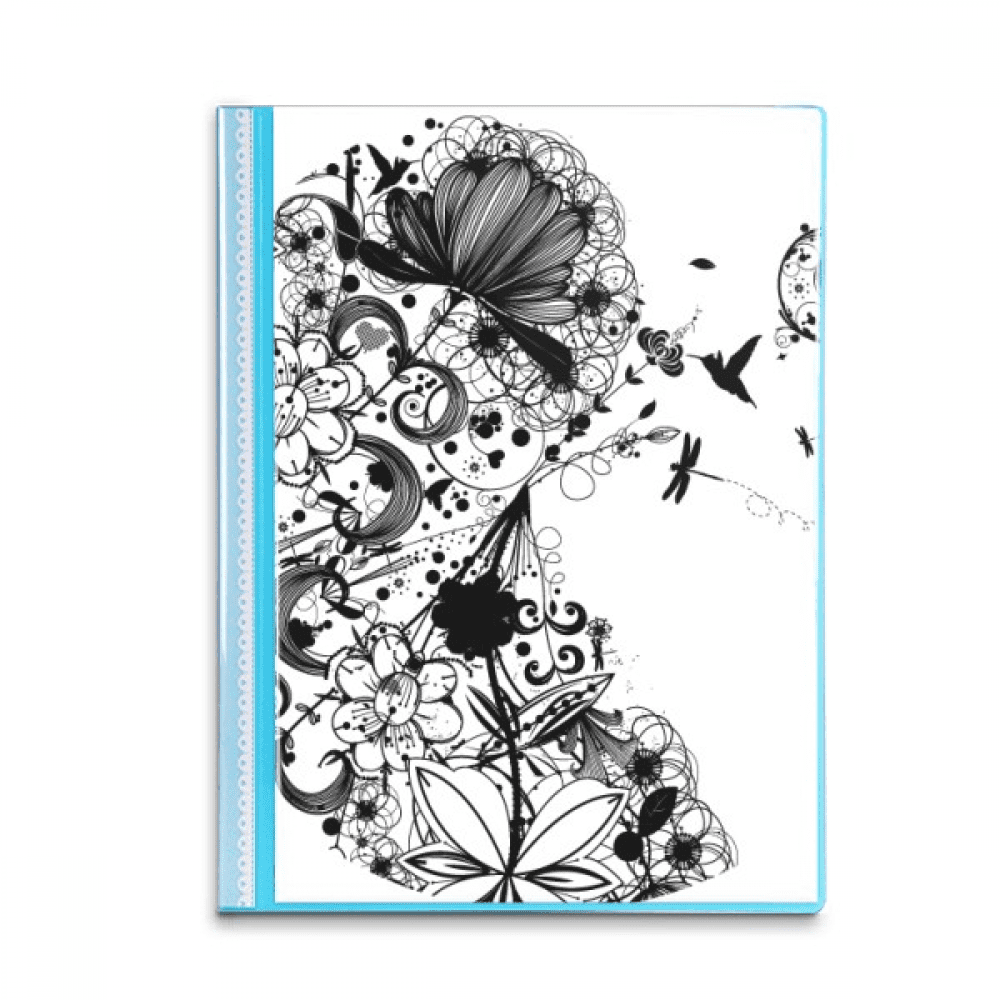 Flower s Black White Art Grain Outline Book Sheet Protectors Portfolio ...