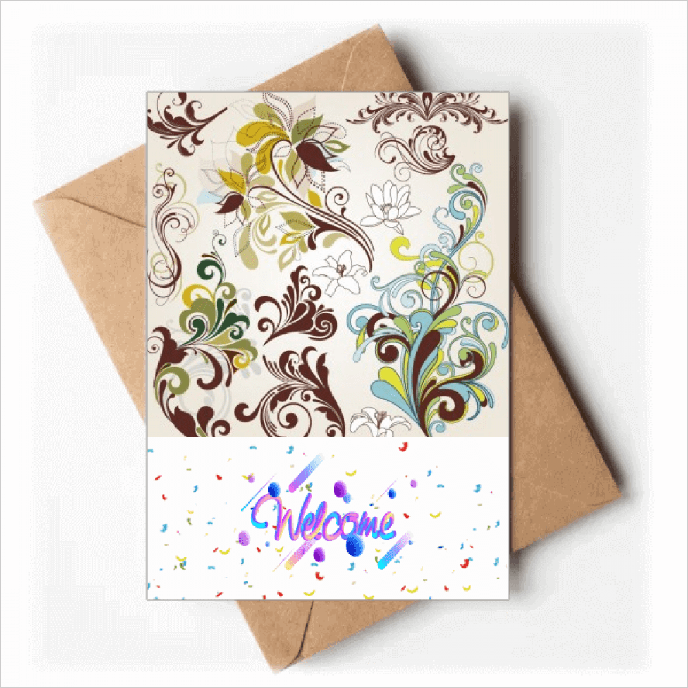 Flower s Colorful Art Grain Welcome Back Greeting Cards Envelopes Blank ...