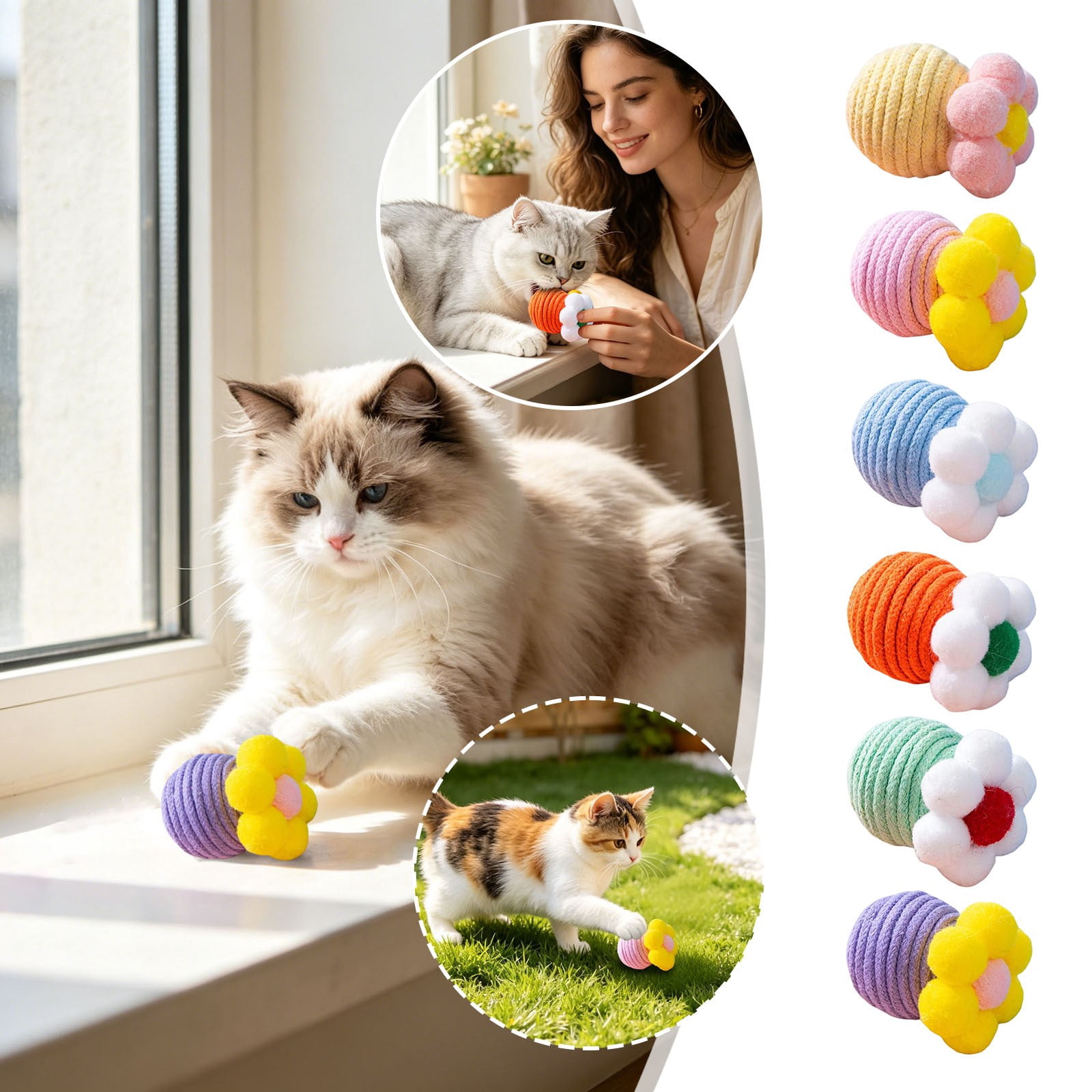 Flower-shaped natural cotton-linen cat scratching ballâ durable and ...