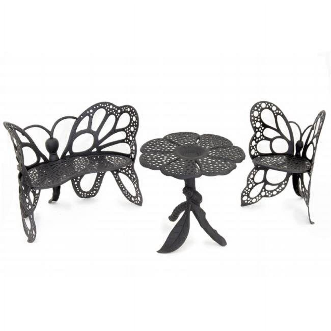 FlowerHouse FHBFBSET3-B Cast Aluminum Butterfly Garden Set - Black ...