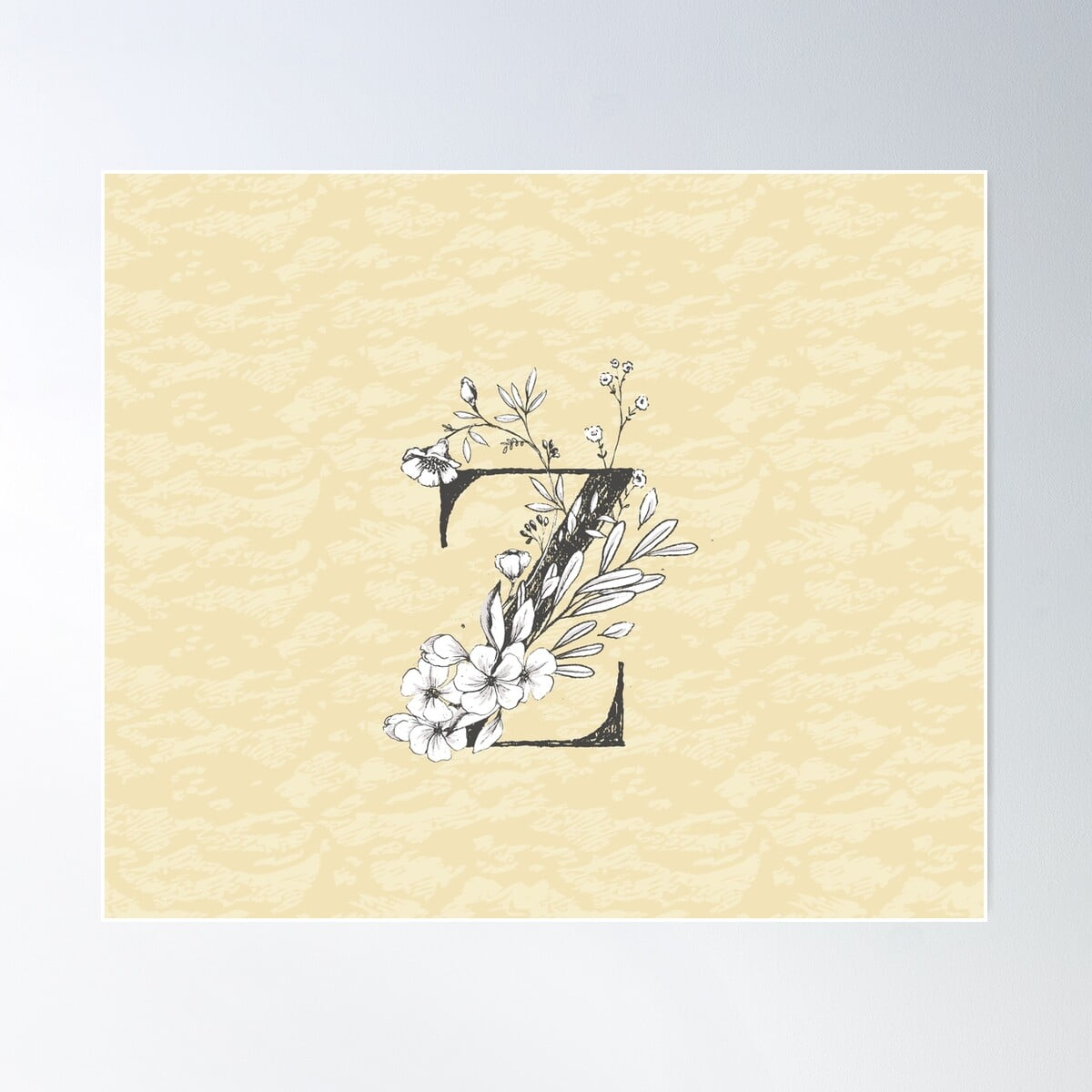 Flowered Initials - Lemon - Z Poster Wall Art, Modern Wall Decor For ...