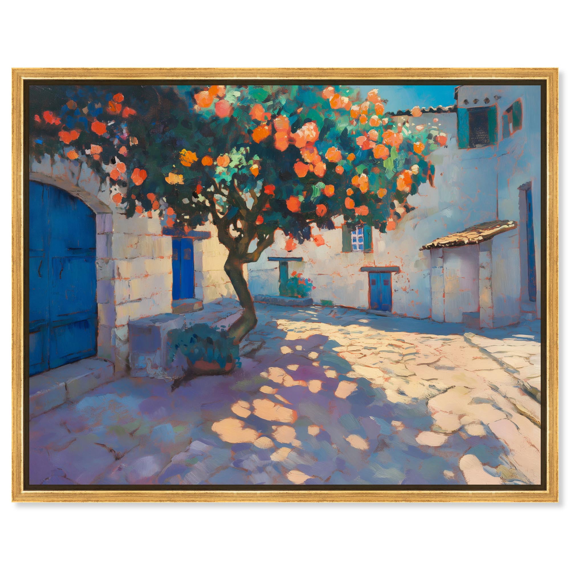 Flowered Walkway Canvas Classic Landscapes by Art Remedy, Gold Frame ...