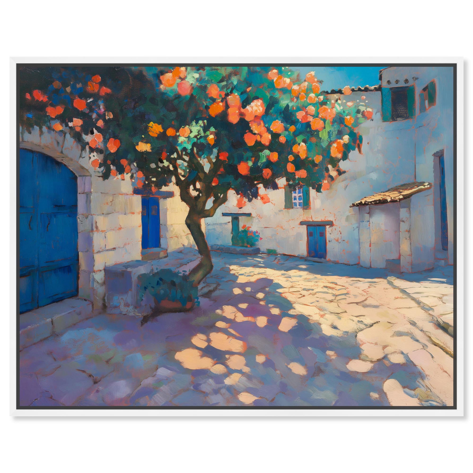 Flowered Walkway Canvas Classic Landscapes by Art Remedy, White Frame ...