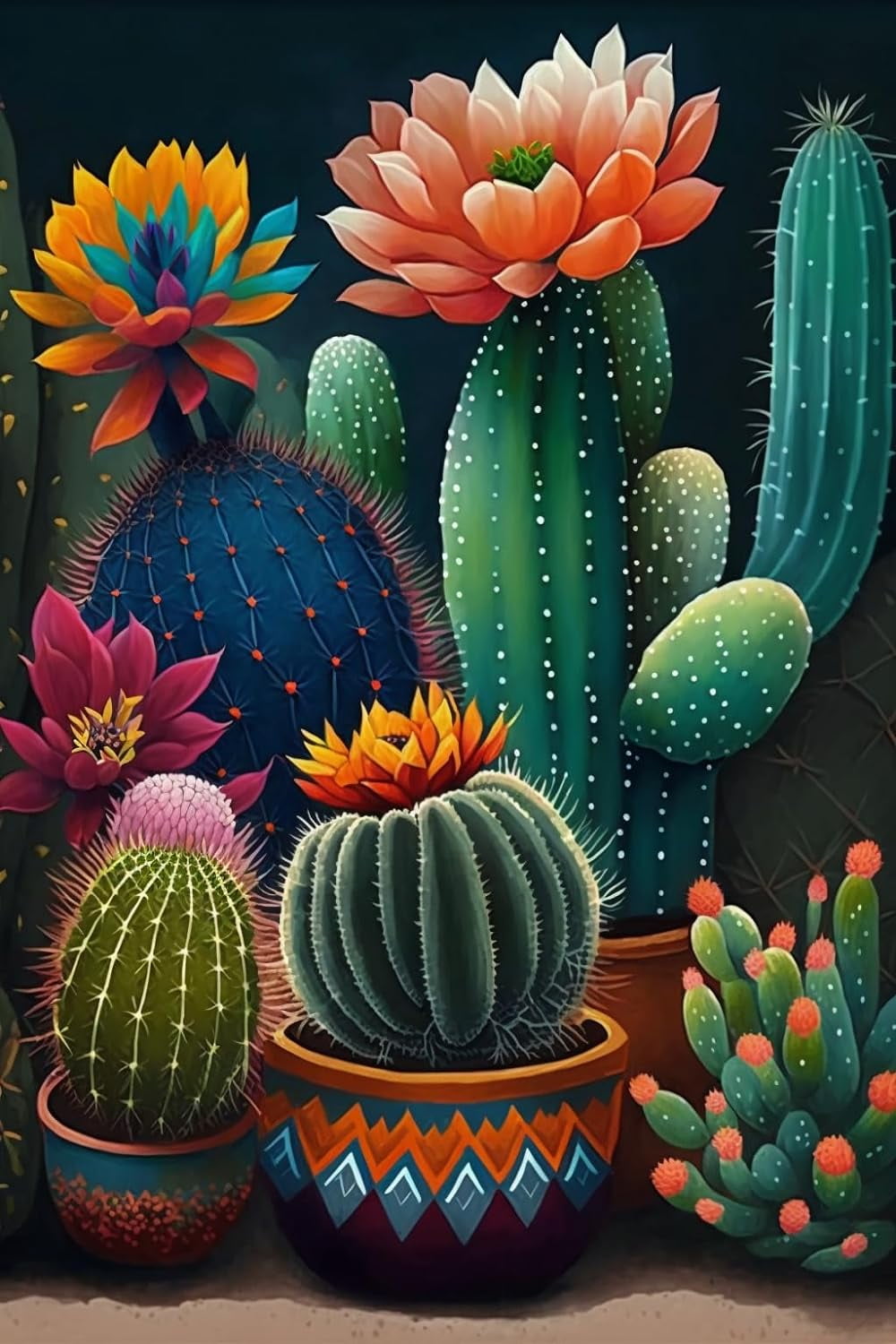 Flowering Cactus 500 Piece Colorful Artwork Unique Birthday Present ...
