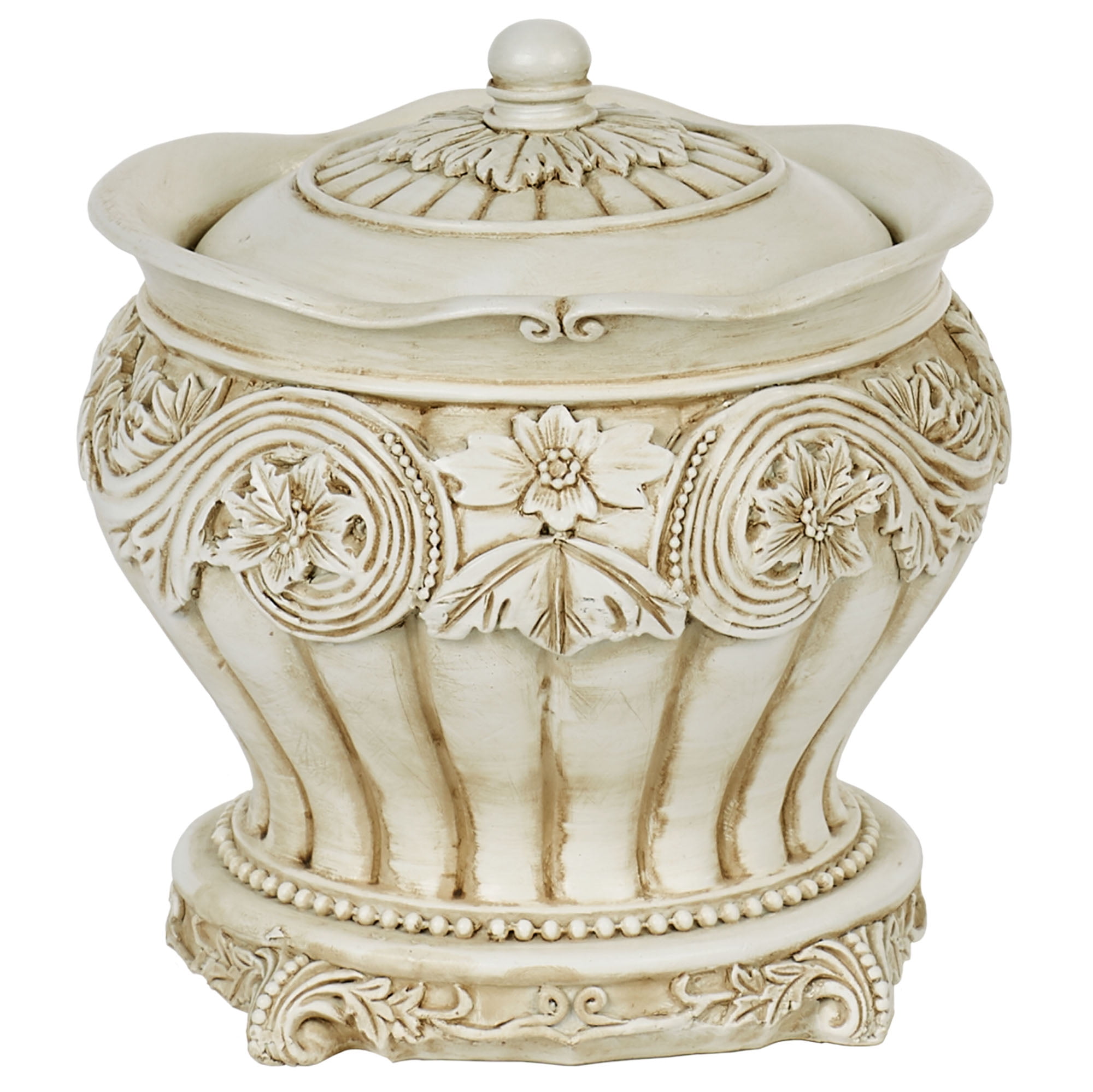 Flowering Medallion Covered Jar Antique Ivory Covered Jar - Walmart.com