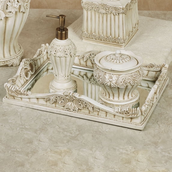 Flowering Medallion Mirrored Vanity Tray Antique Ivory Vanity Tray ...
