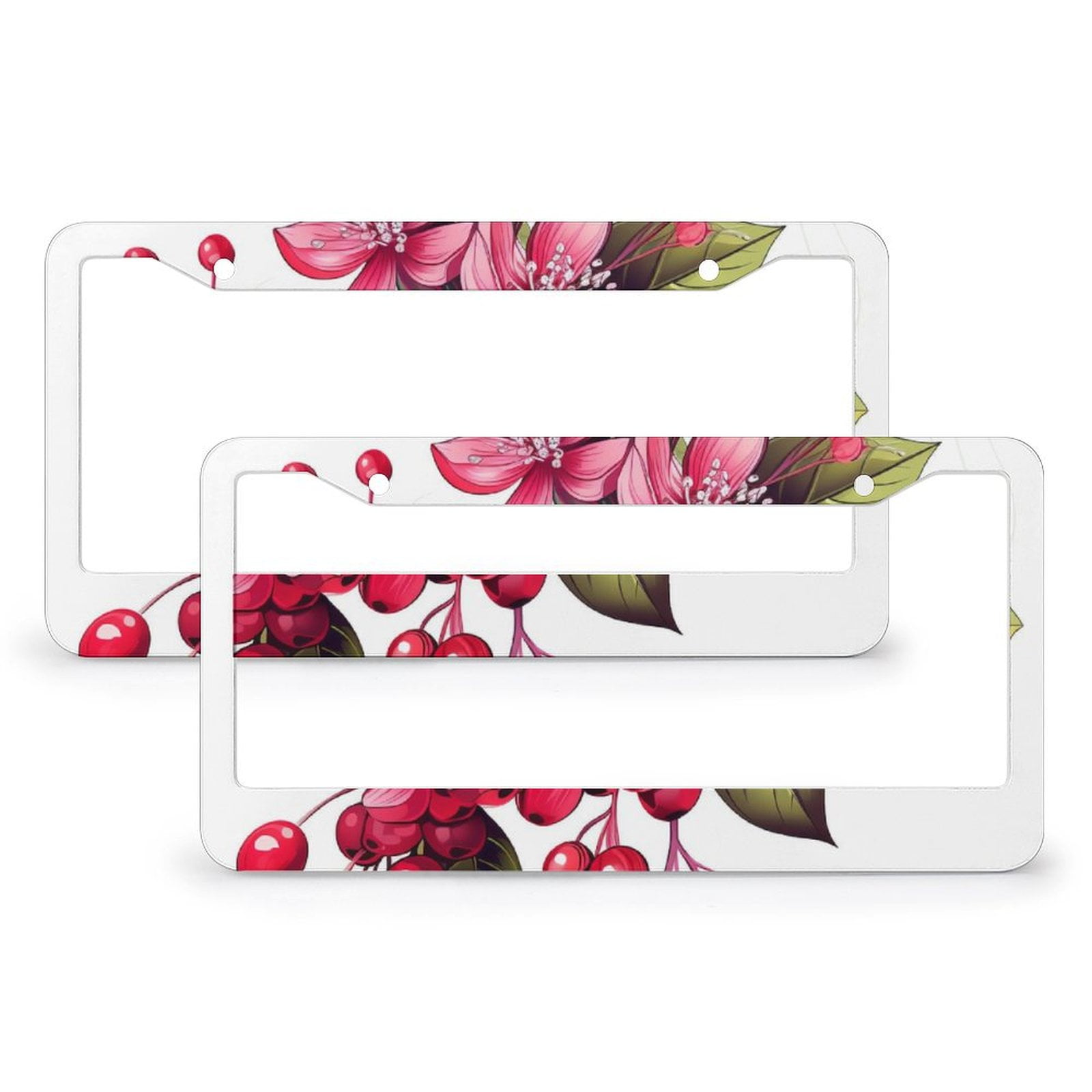 Flowering Plant With Berries License Plate Frame 2 Pcs Set Merry ...