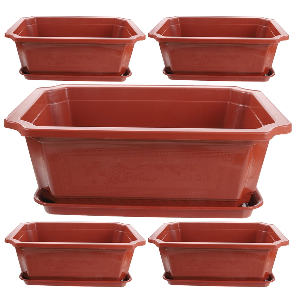 5 Sets Large Indoor Flowerpot Bonsai Tree Plant Pots with Tray for ...