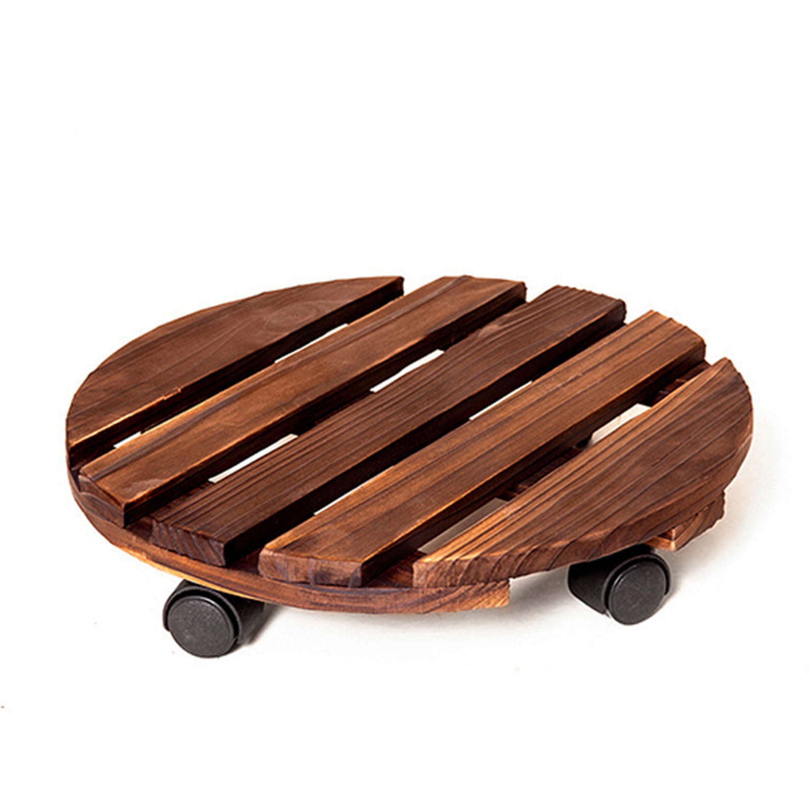 Flowerpot Base Moving Tray Solid Wood Flowerpot Stand Round Carbonized ...