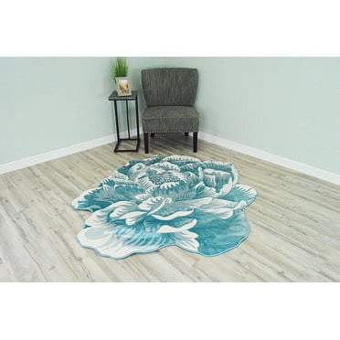 Flowers 2 Ft Round Throw Accent Area Rugs Floral Rose Flower Shaped Rug ...