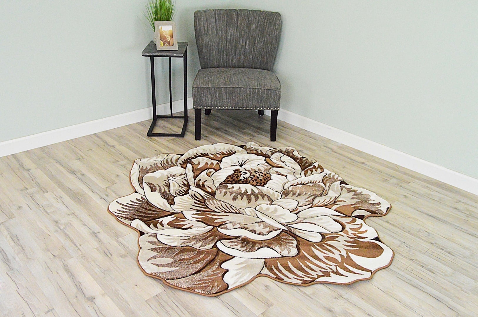 Flowers 2 Ft Round Throw Accent Area Rugs Floral Rose Flower Shaped Rug ...