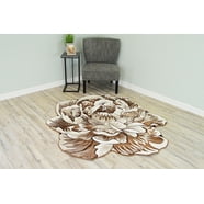 Flowers 2 Ft Round Throw Accent Area Rugs Floral Rose Flower Shaped Rug ...