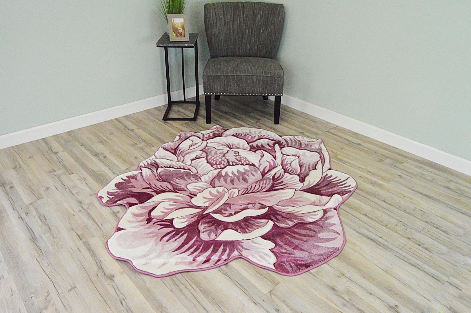 Flowers 2 Ft Round Throw Accent Area Rugs Floral Rose Flower Shaped Rug ...