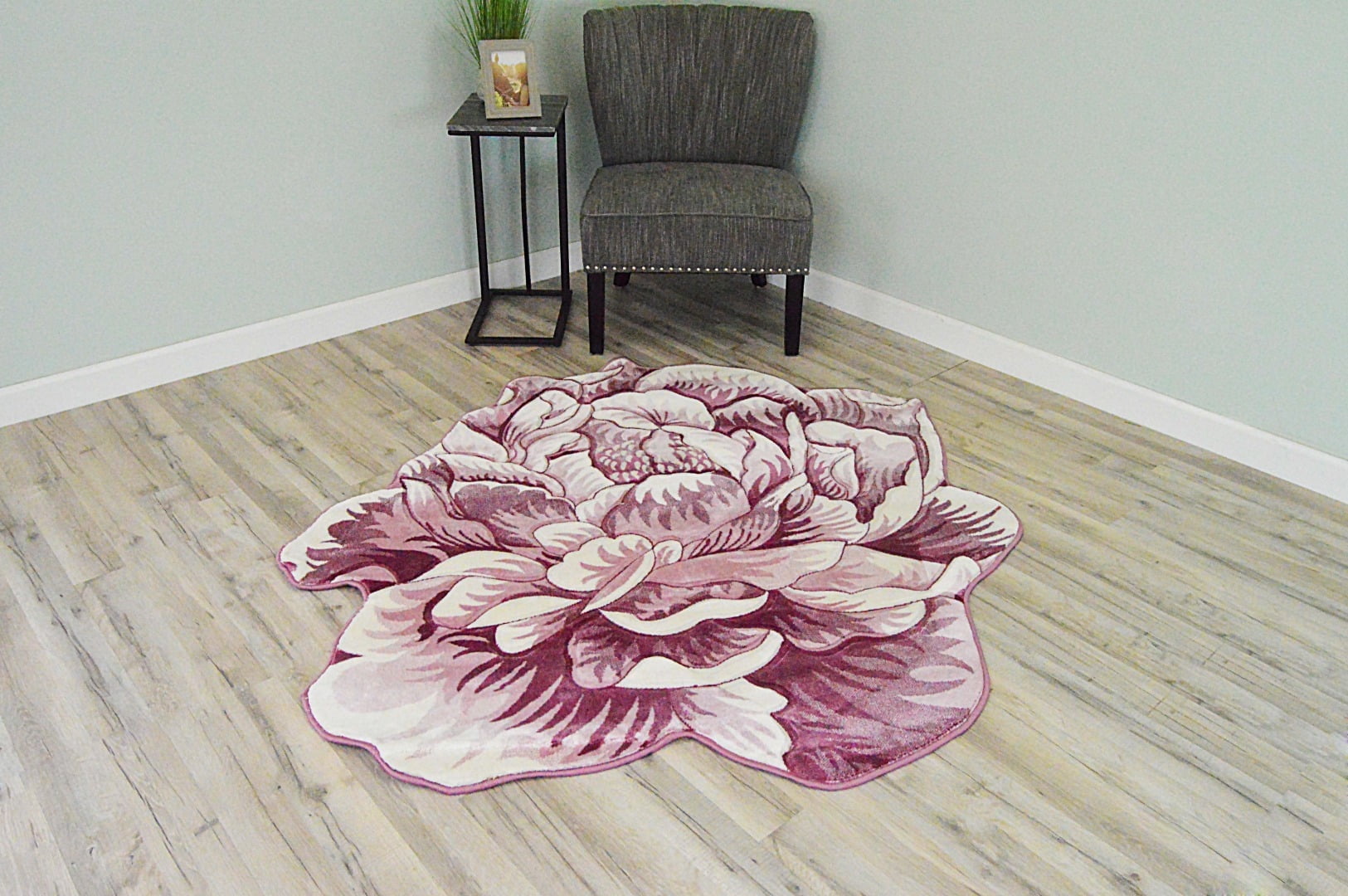 Flowers 2 Ft Round Throw Accent Area Rugs Floral Rose Flower Shaped Rug ...