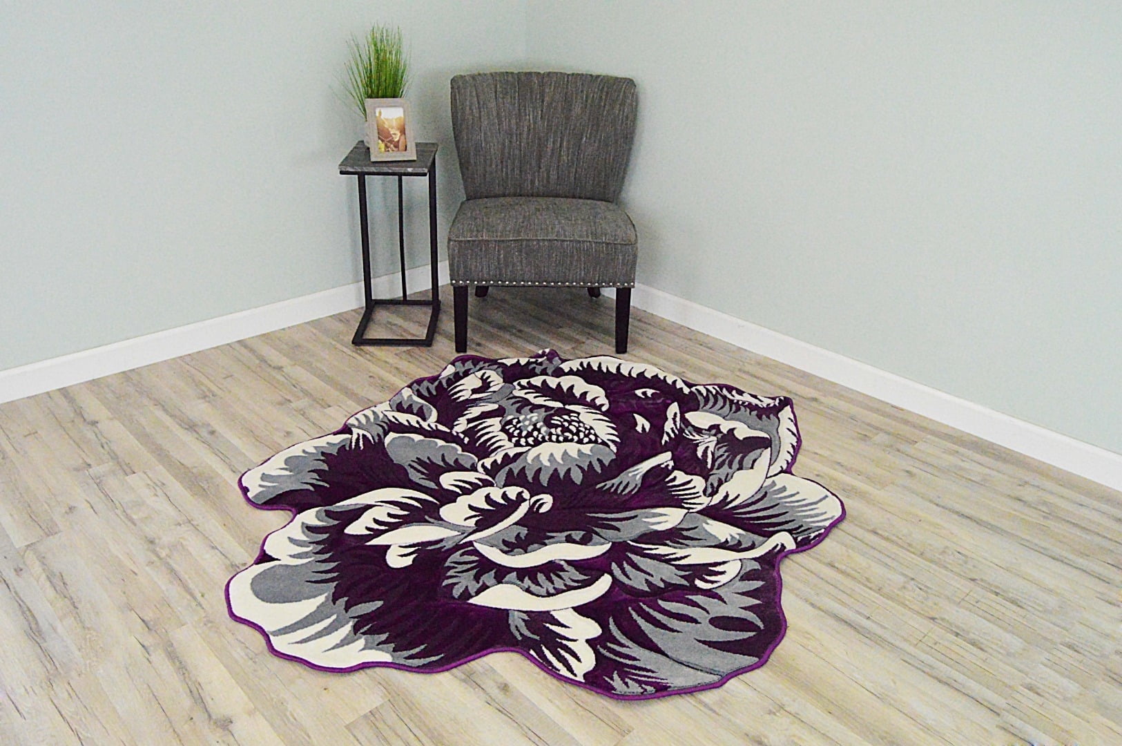 Flowers 2 Ft Round Throw Accent Area Rugs Floral Rose Flower Shaped Rug ...