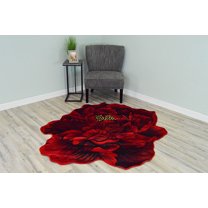 Flowers 2 Ft Round Throw Accent Area Rugs Floral Rose Flower Shaped Rug ...