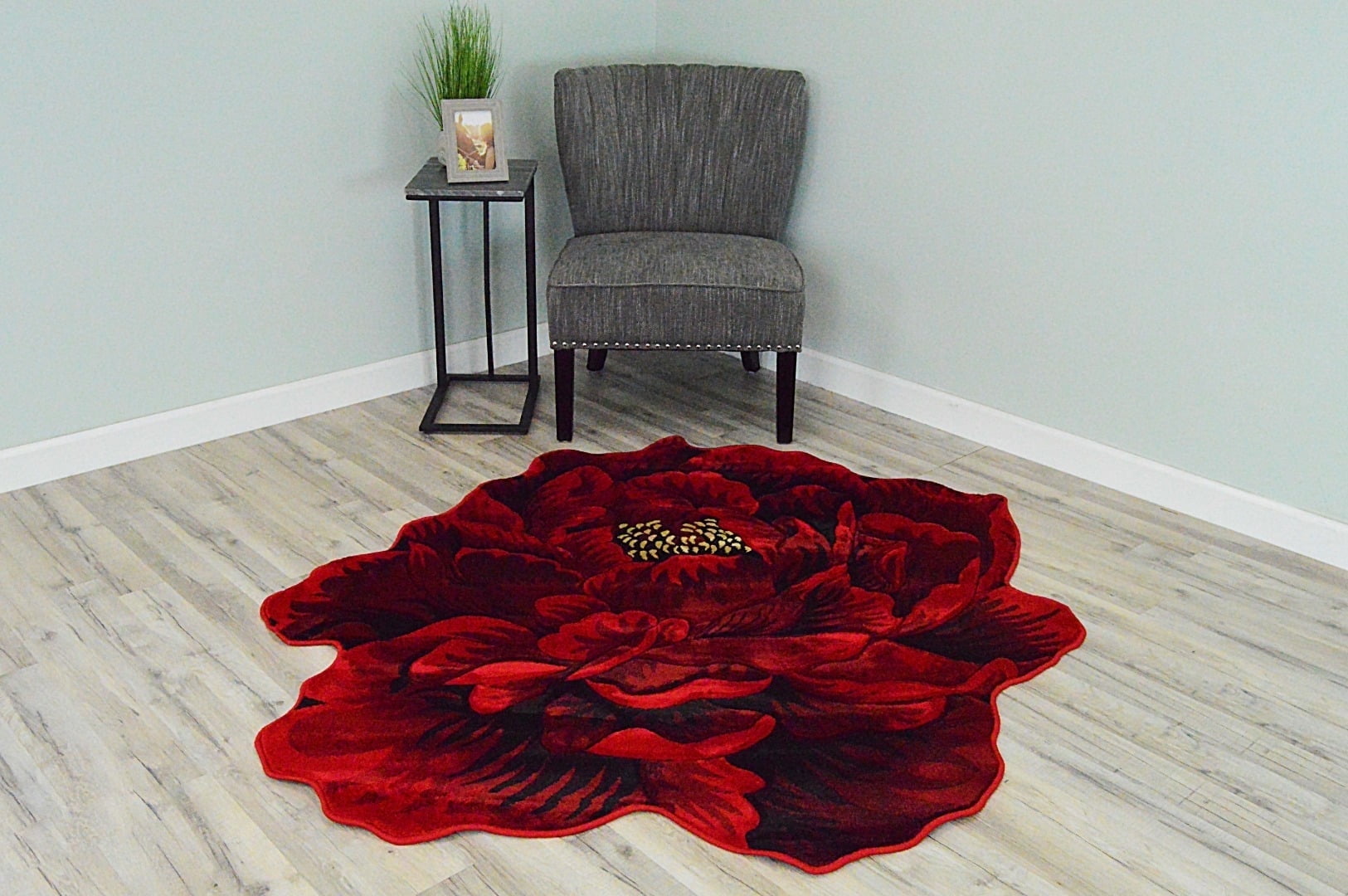 Flowers 2 Ft Round Throw Accent Area Rugs Floral Rose Flower Shaped Rug ...