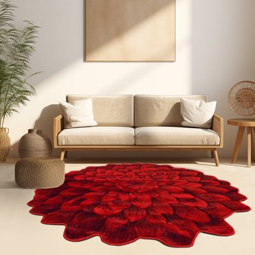 Flowers 2 Ft Round Throw Accent Area Rugs Floral Rose Flower Shaped Rug ...