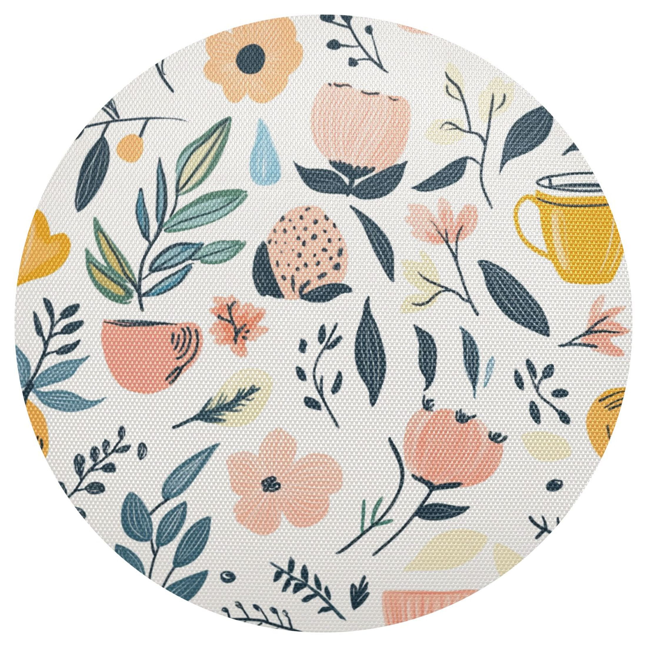 Flowers 4-Piece 15.4in Heat-Proof PVC Plate Mats, Easy Cut and Clean ...