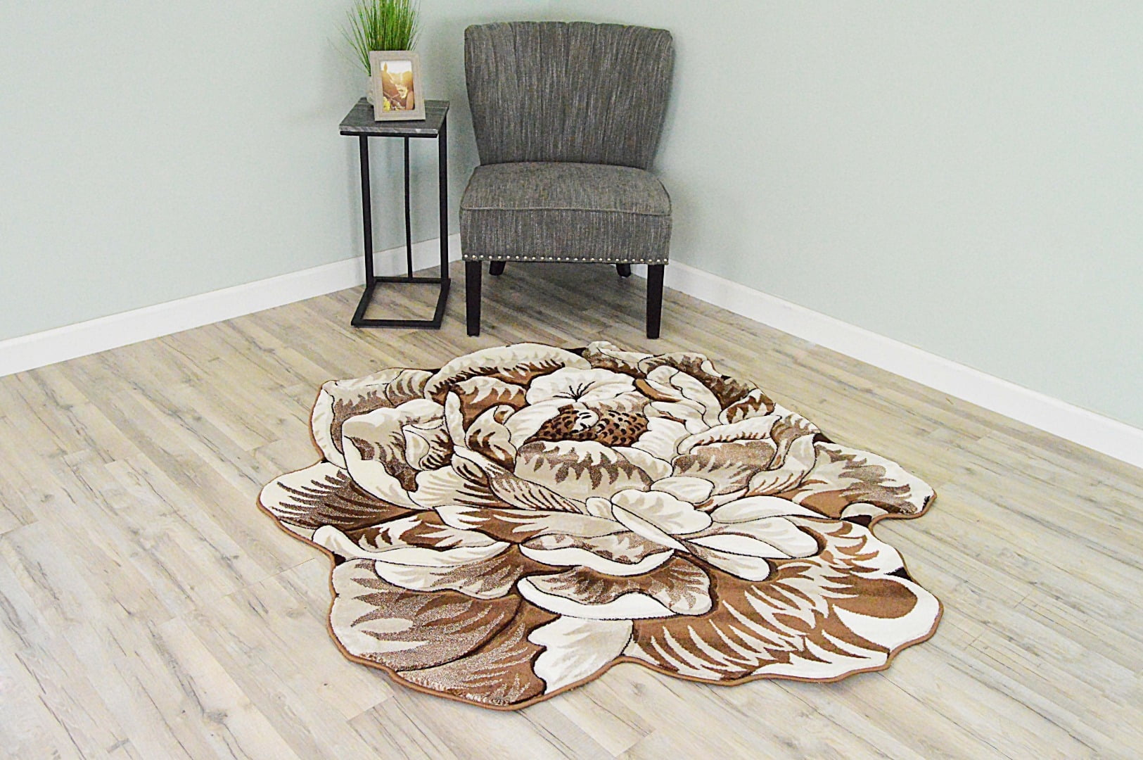Flowers 6 Ft Round Throw Accent Area Rugs Floral Rose Flower Shaped Rug ...