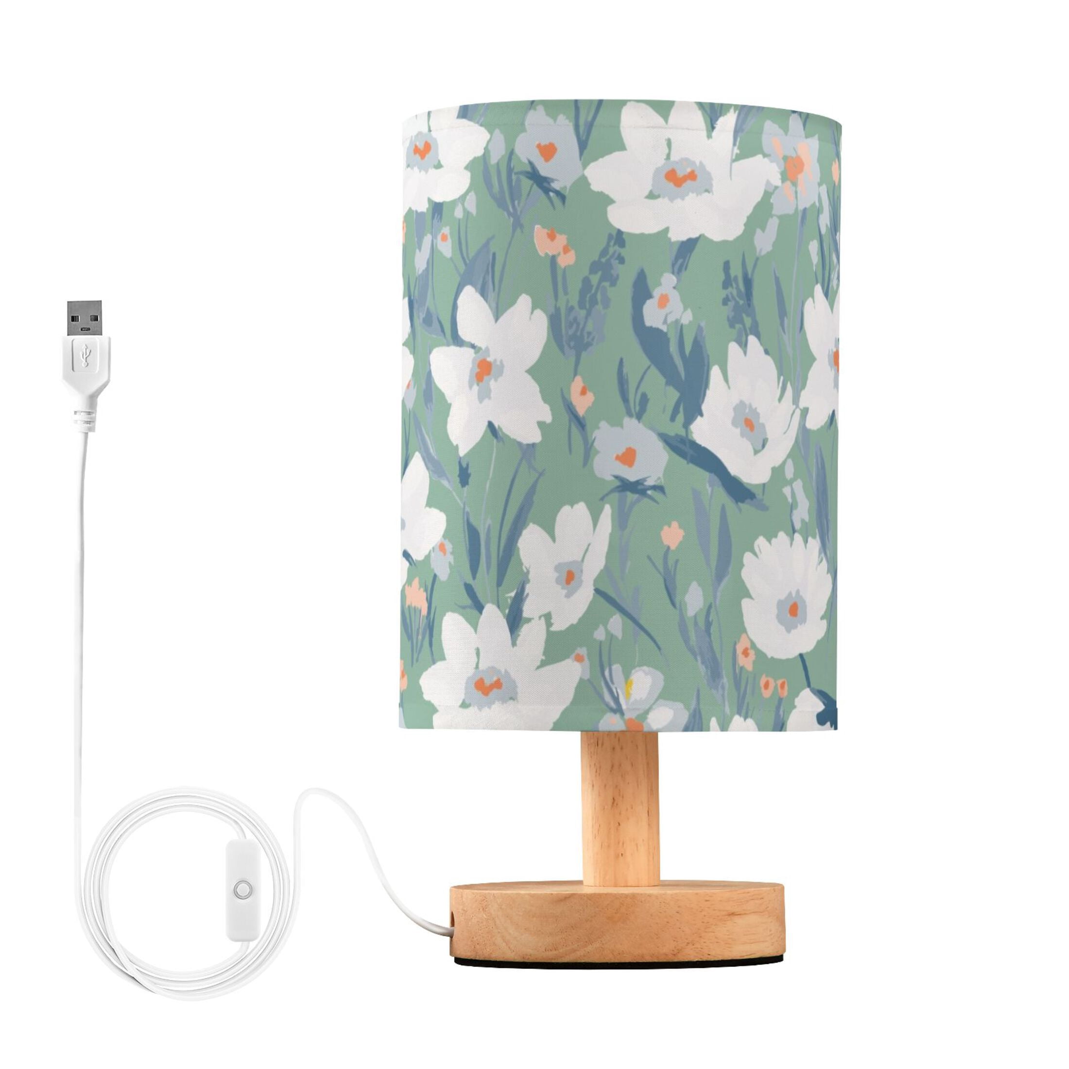 Flowers Abstract Daisy Bedside Table Lamp LED Warm Lights with USB ...