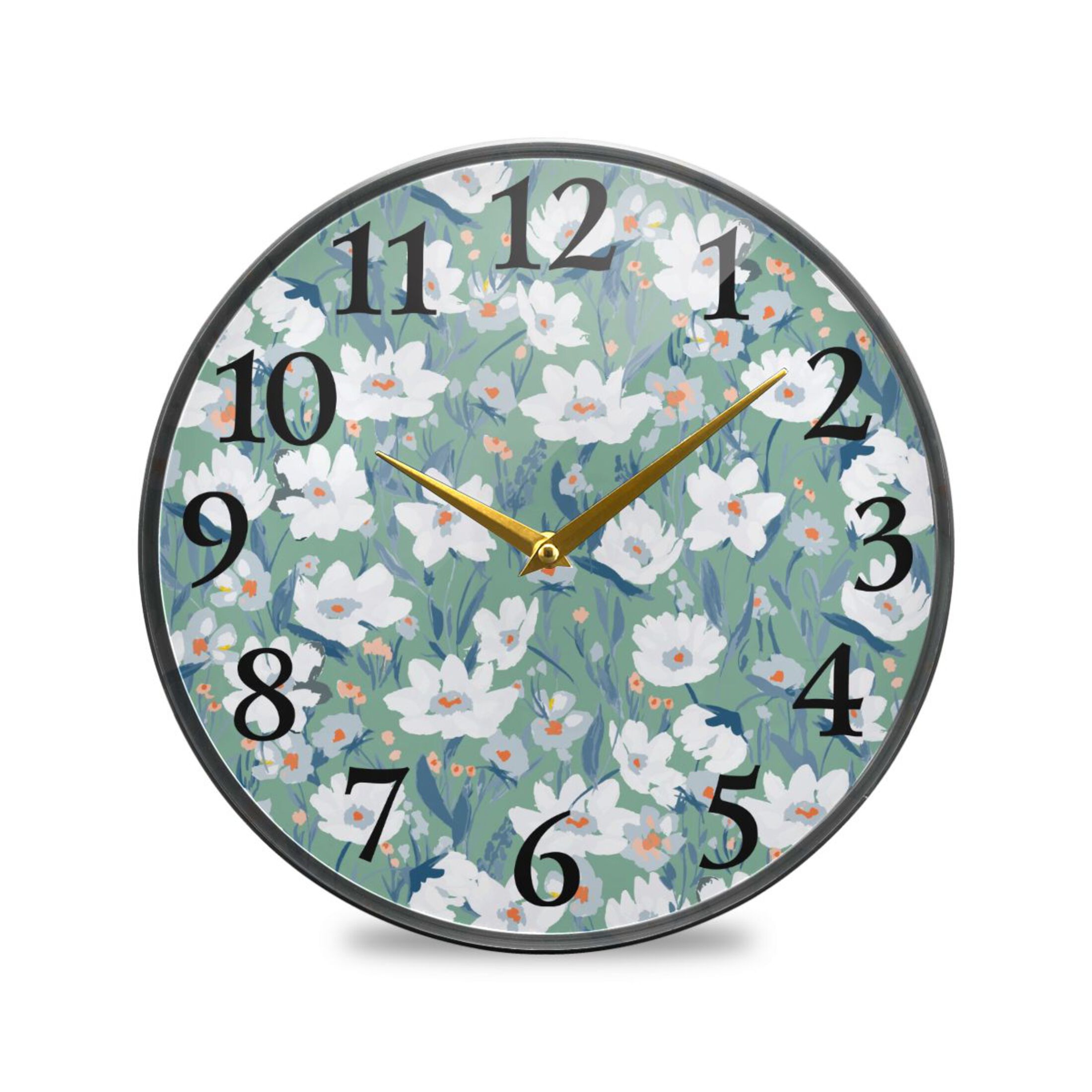 Flowers Abstract Daisy Wall Clocks Battery Operated 9.5 Inch Round ...