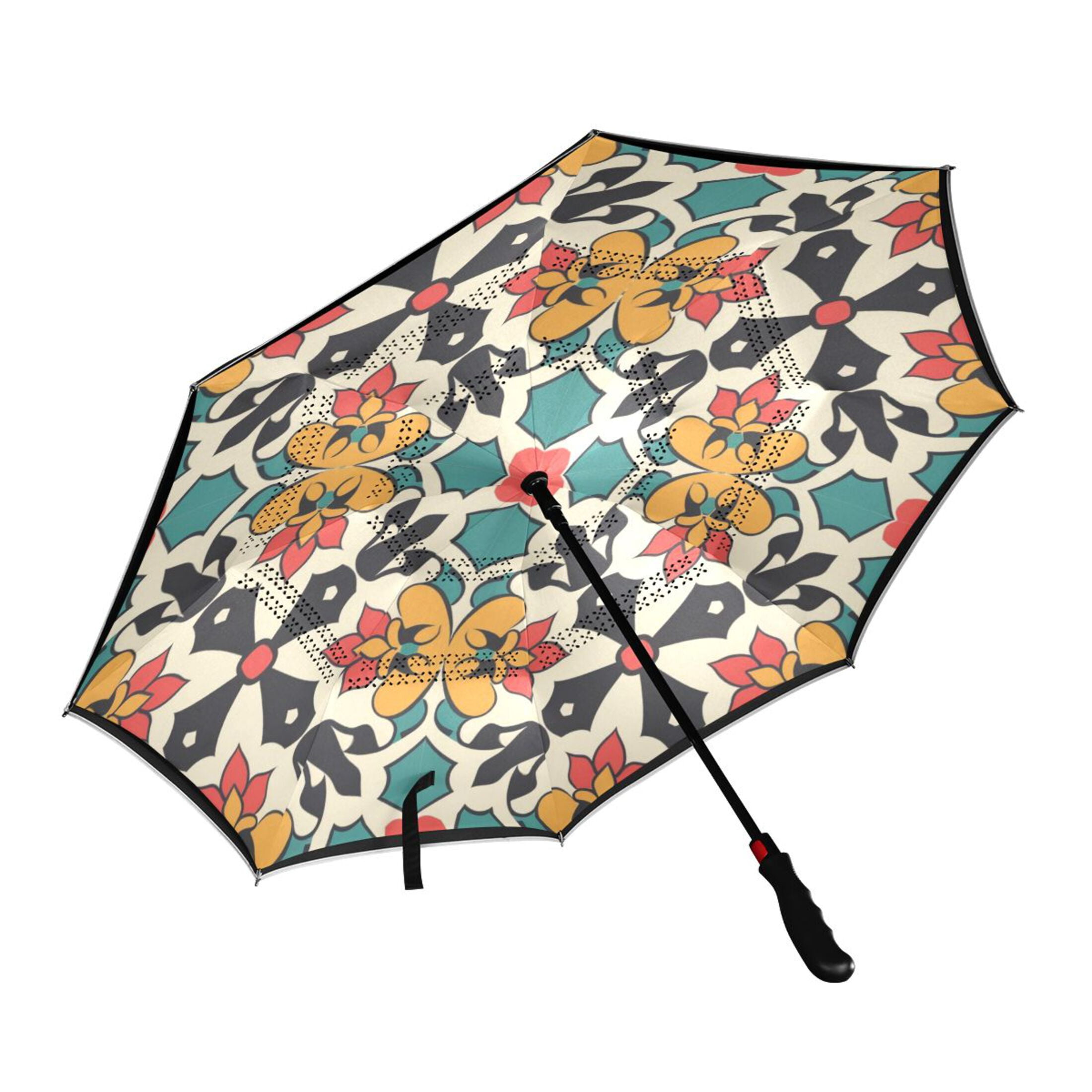 Flowers Abstract Patterns Automatic Reverse Umbrella Parasol Inverted ...