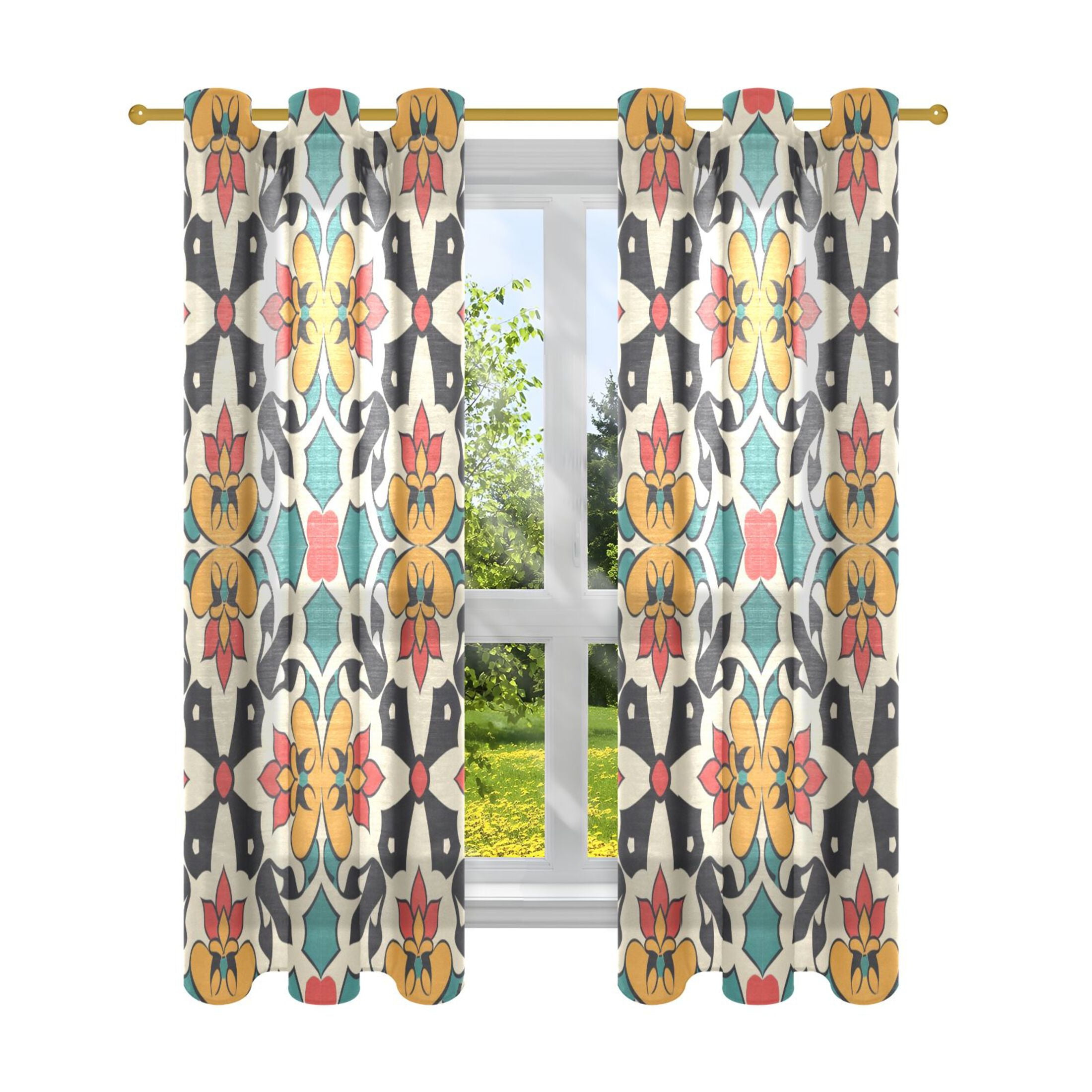 Flowers Abstract Patterns Curtains Decorative Drapes Imitation Cotton ...