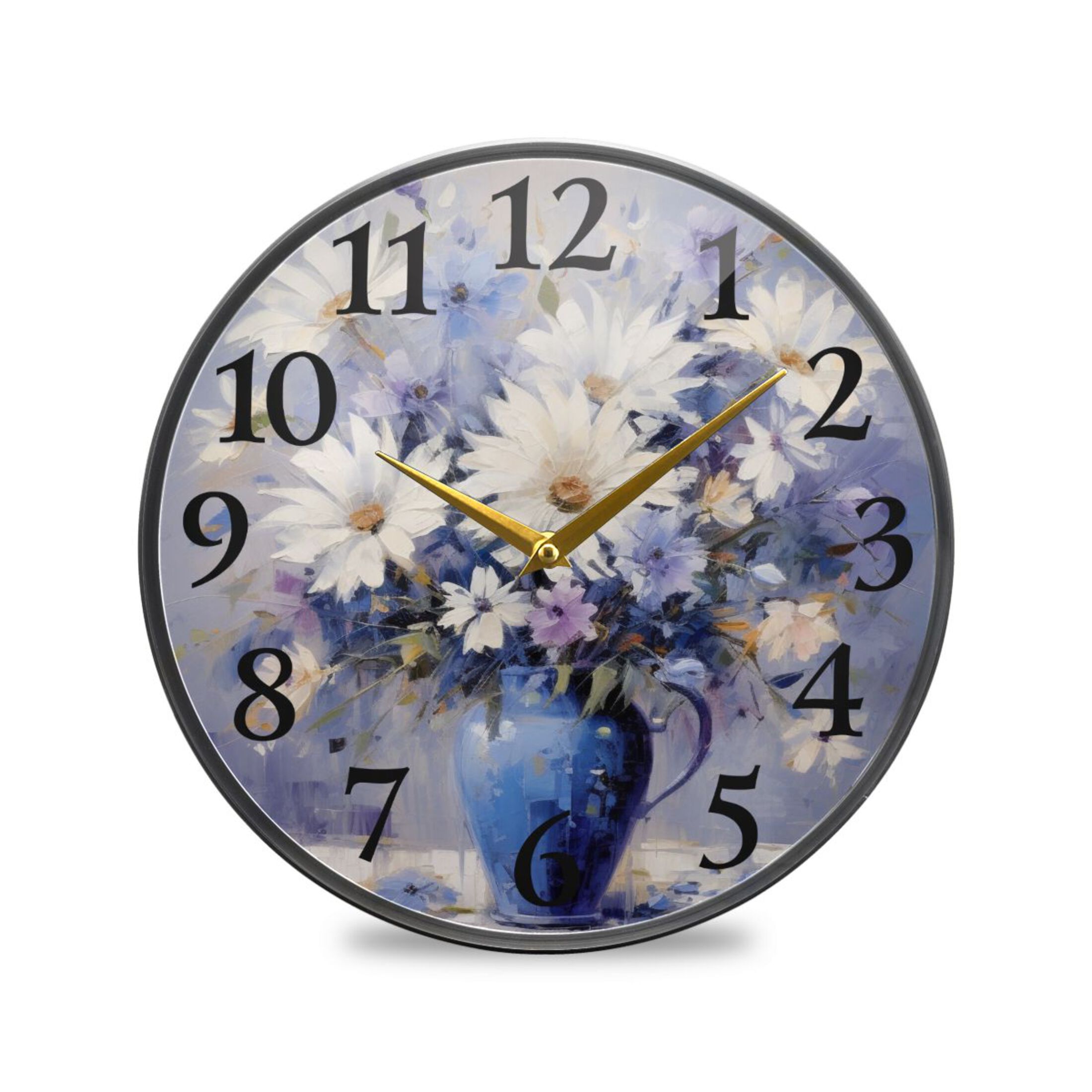 Flowers Abstract Wall Clocks Battery Operated 9.5 Inch Round Clock ...
