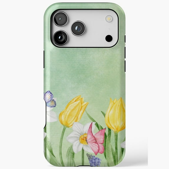 Flowers And Butterflies Spring Art iPhone Case 17 through 11 Pro Max ...