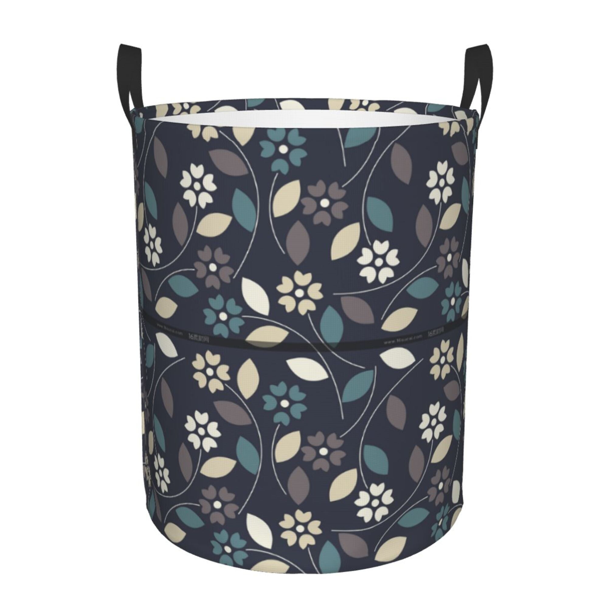 Flowers And Leaves Circular Laundry Basket (With Handle) Waterproof ...