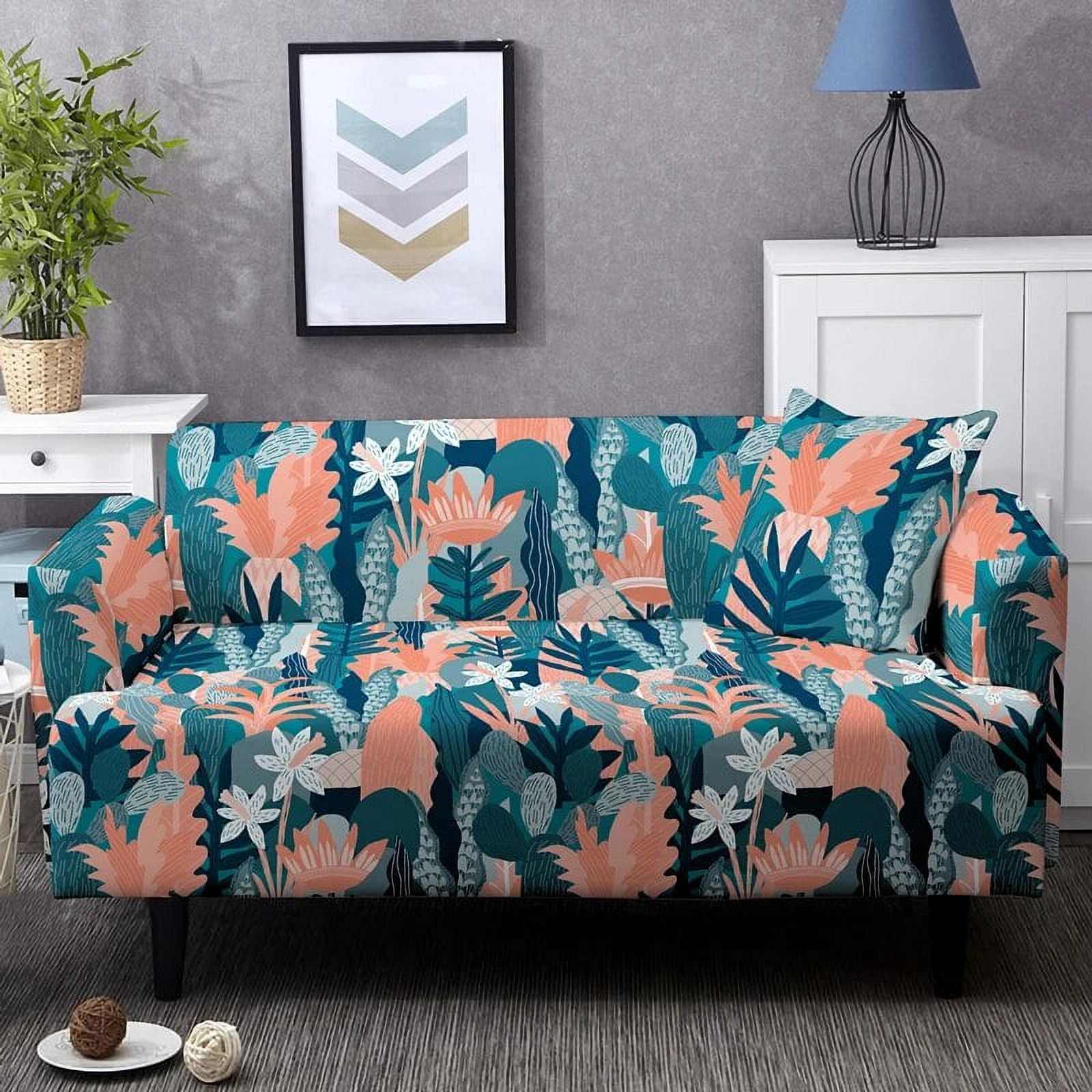 Flowers And Leaves Stretch L Shape Sofa Cover Washable Couch Covers ...