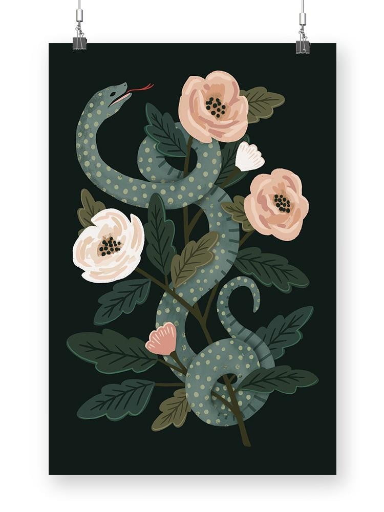 Flowers And Snake Ii. Poster - Victoria Barnes Designs, - Walmart.com